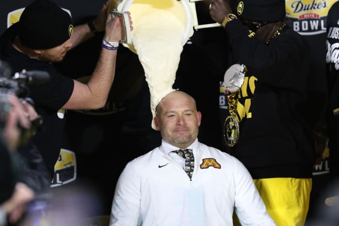 College Football Fans React To P.J. Fleck Receiving Mayo Bath - The Spun