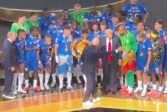 President Trump Causes 'Problem' During Trophy Presentation - The Spun