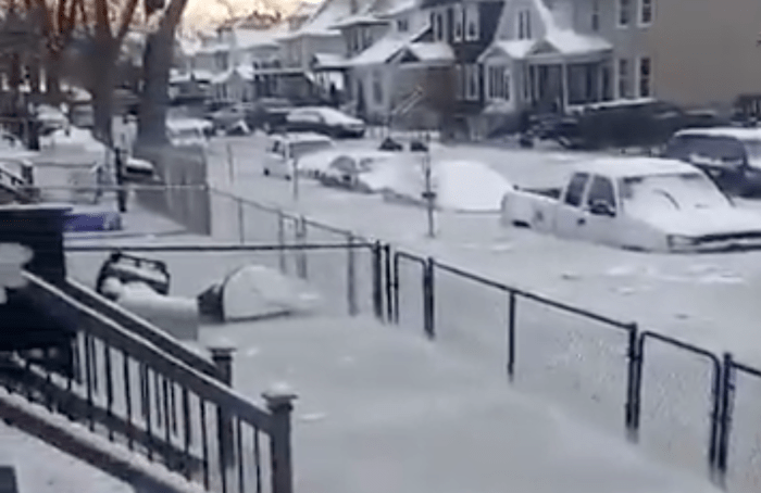 Look: U.S. City Street Is Completely Under Frozen Water - The Spun