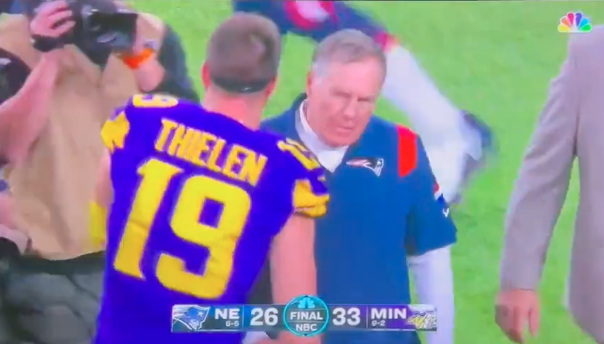 Look: Video Of Bill Belichick, Adam Thielen Postgame Handshake Going ...