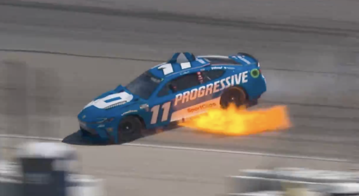 Denny Hamlin's Car Catches Fire In Scary Moment Sunday - The Spun