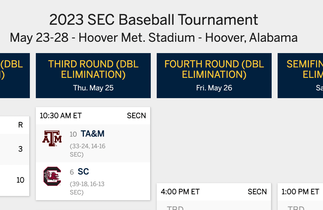 Updated SEC Baseball Tournament Bracket Heading Into Thursday - The Spun