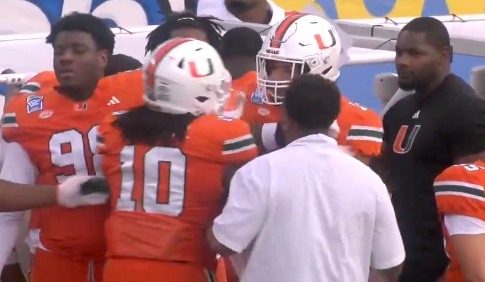 Miami Teammates Caught Fighting Each Other During Bowl Game - The Spun